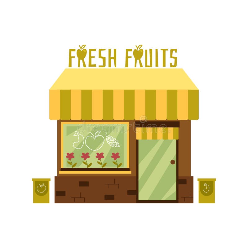 Facade of a Cute Fresh Fruit Store with an Awning. Stock Vector ...
