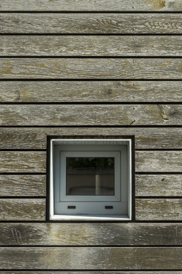 Facade Cutout with Wooden Paneling and Small Square Window. Back Stock ...