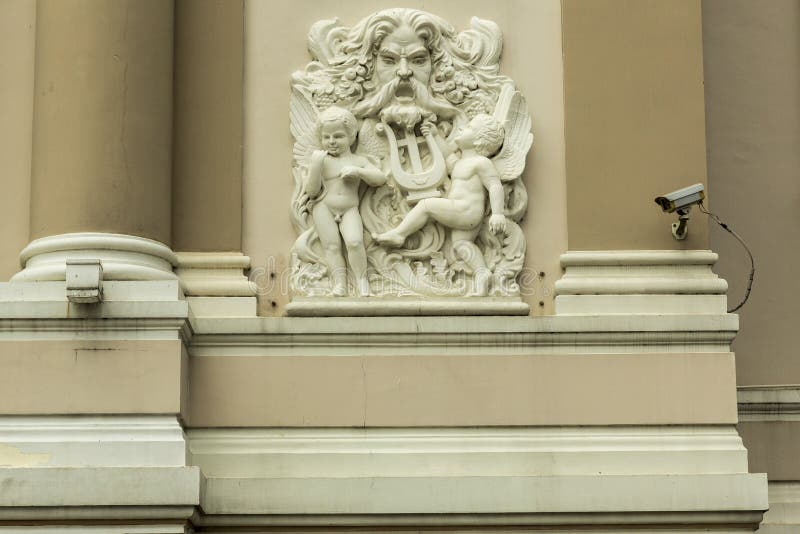 Facade with Decoration and CCT Camera Stock Image - Image of danger ...