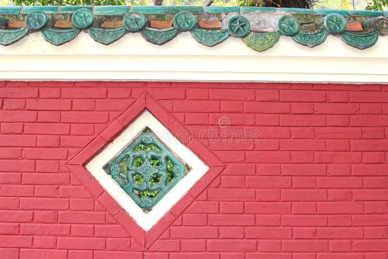 Pink Facade Chinese Temple, China Stock Image - Image of brick ...