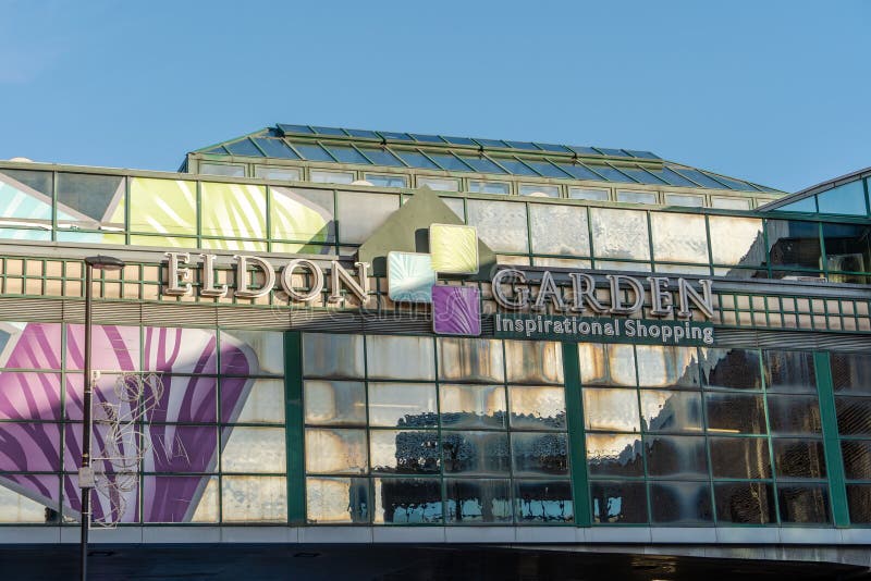 Facade of the Eldon Gardens Shopping Centre Building Against the Blue ...