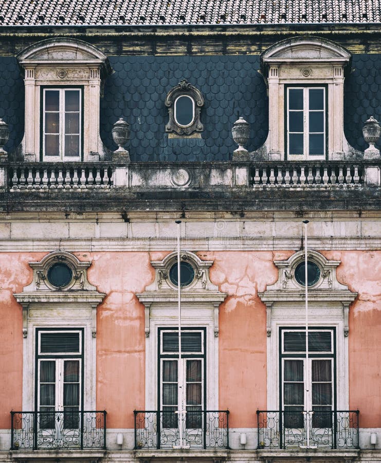 The facade. stock photo. Image of pilaster, carved, balcony - 104047088