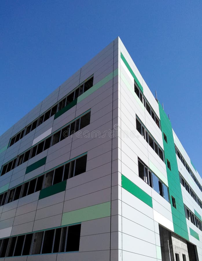 Facade of a New City Building Under Construction without Windows ...