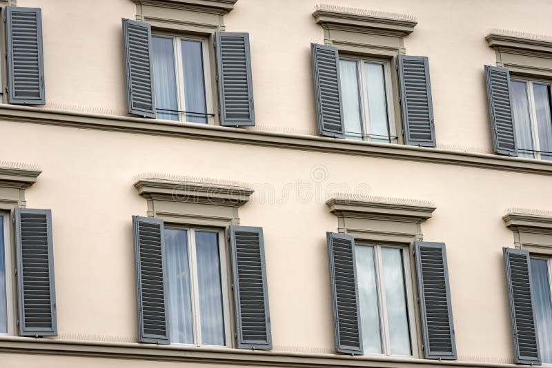 Facade of Generic House with Windows and Shutters - Florence Italy ...