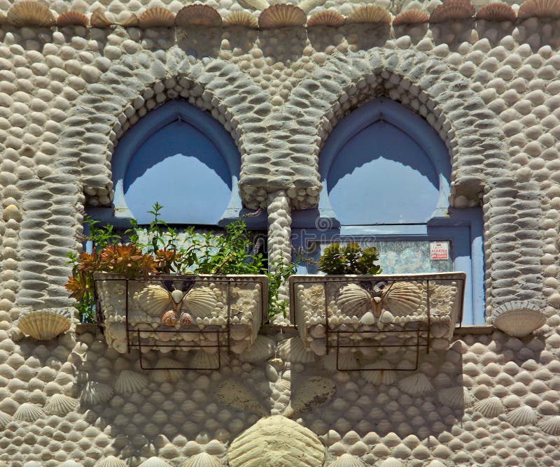 Shell Covered House in Peniscola, Castellon - Spain Stock Image - Image ...