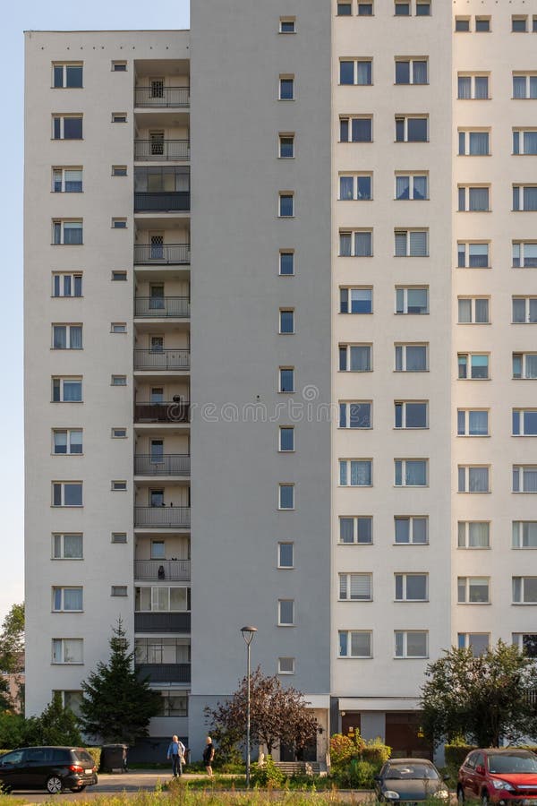Facade of a High-rise Block of Flats in a Post-soviet City District ...