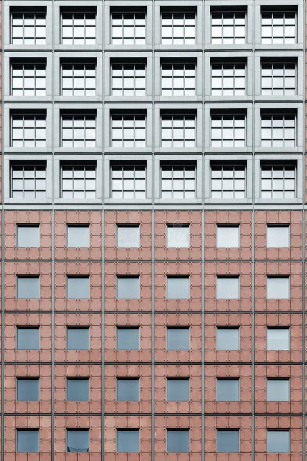 Facade of a High Rise Building with Unique Windows Stock Image - Image ...