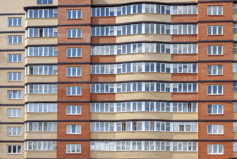 The Facade of a High-rise Residential Building Close-up Stock Image ...
