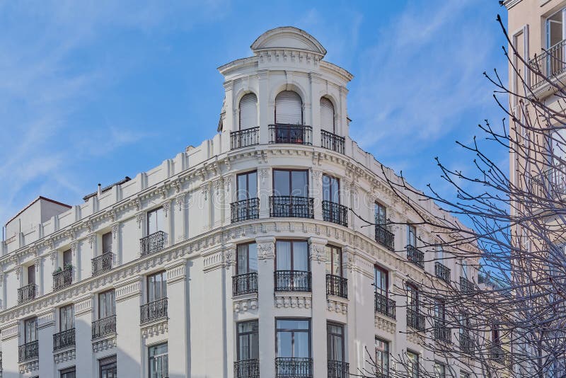 Facade of a High Standing Residential Building in Madrid Stock Photo ...