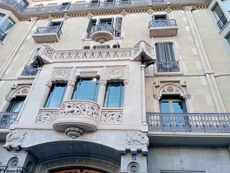 Facade of Historic Building in Barcelona, ??Spain. Spanish Architecture ...