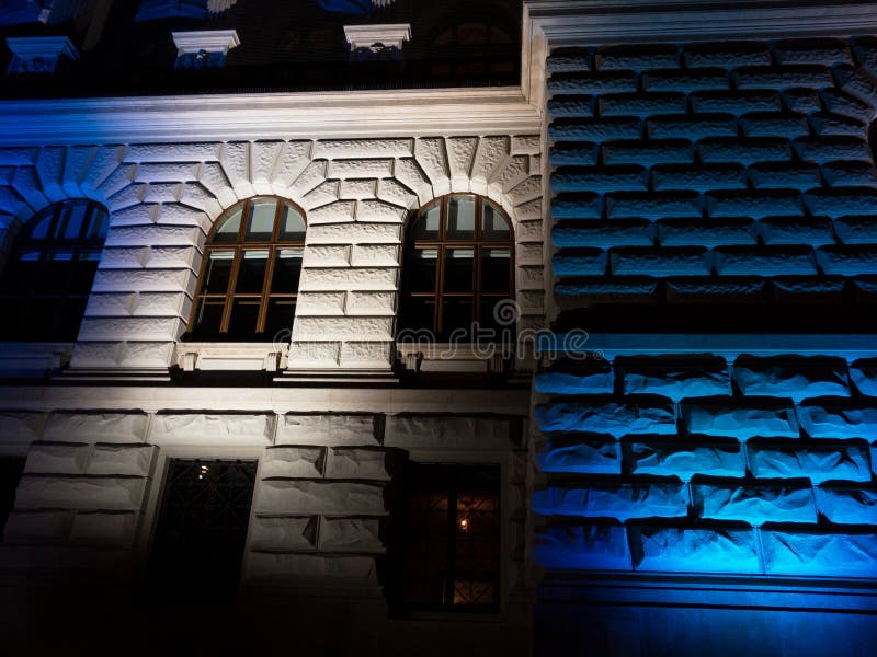 Facade of Historical Building is Lit by Colorful Light Stock Image ...
