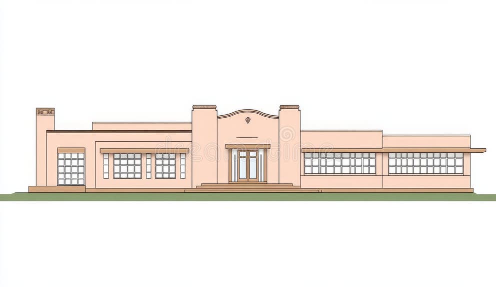 A Facade of a Horizontal Construction Building Shown in a 3D ...