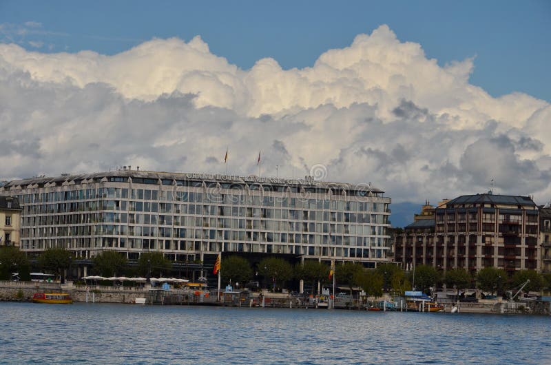 Facade of Hotel Building in Geneva Editorial Stock Image - Image of ...