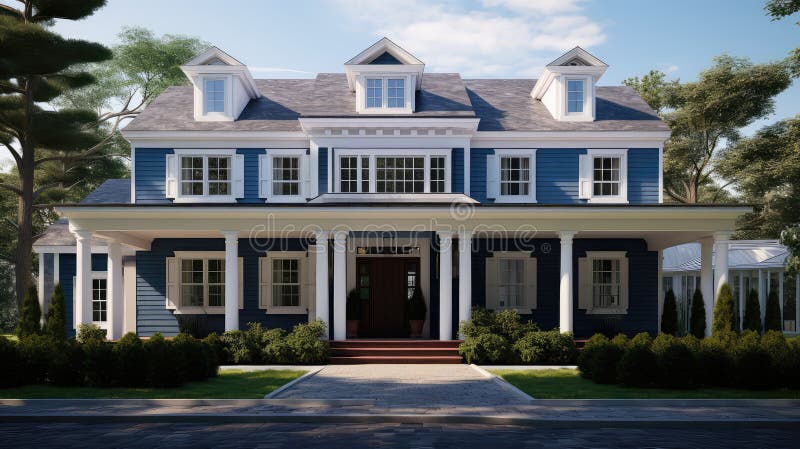 Facade House Blue Prints Illustration Floorplan Structure Stock ...