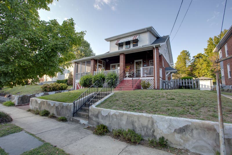 Facade of a House with Steps and Green Trees Editorial Photography ...