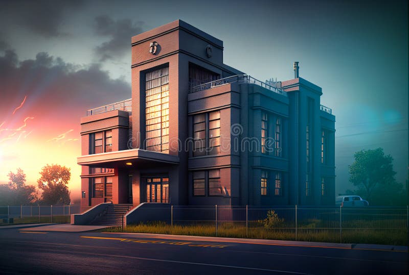 Facade of an Industrial Commercial Building - Generative AI Stock ...