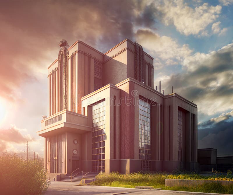Industrial Commercial Building - Generative AI Stock Illustration ...