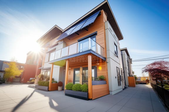 Facade with Integrated Solar Panels Stock Image - Image of sustainable ...