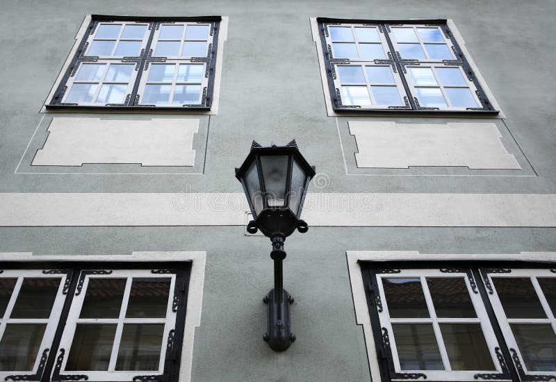 Facade with a Lamp Post in Perspective Stock Image - Image of ...