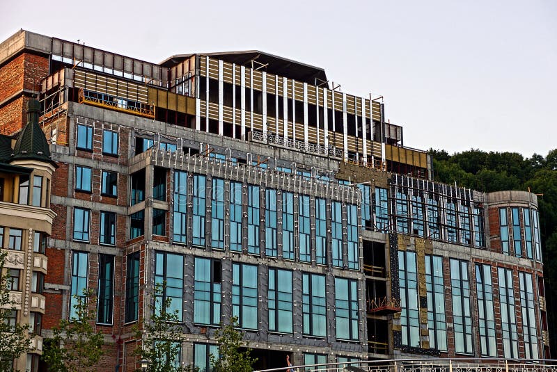 Construction of a Large Multi-storey Building with Many Windows Stock ...