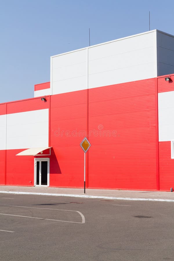 Facade Large Industrial Building Made Aluminum Panels Red Stock Photos ...