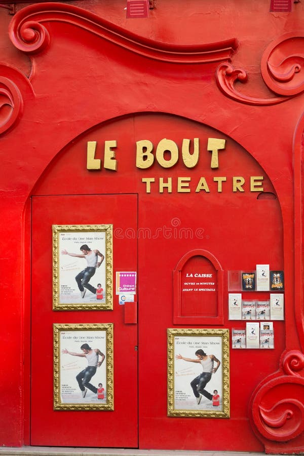 Facade of Le Bout Theatre editorial photography. Image of paris - 60666492