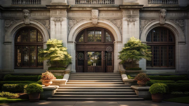 Facade library exterior stock illustration. Illustration of brickwork ...