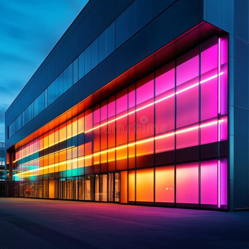 Facade Lighting Realistic Photo with Decorative Evening Illumination ...