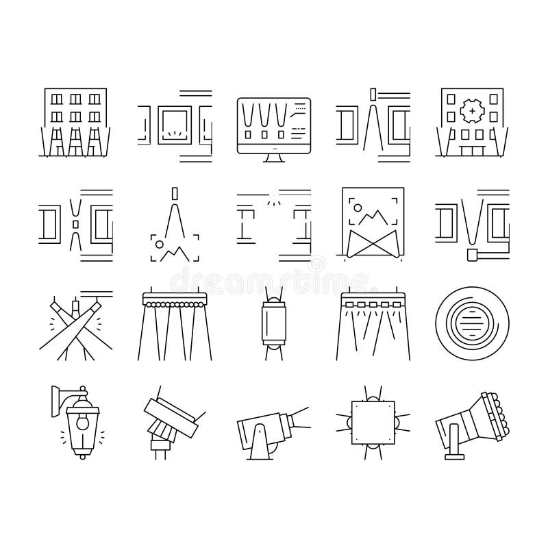 Facade Lighting Tool Collection Icons Set Vector . Stock Vector ...