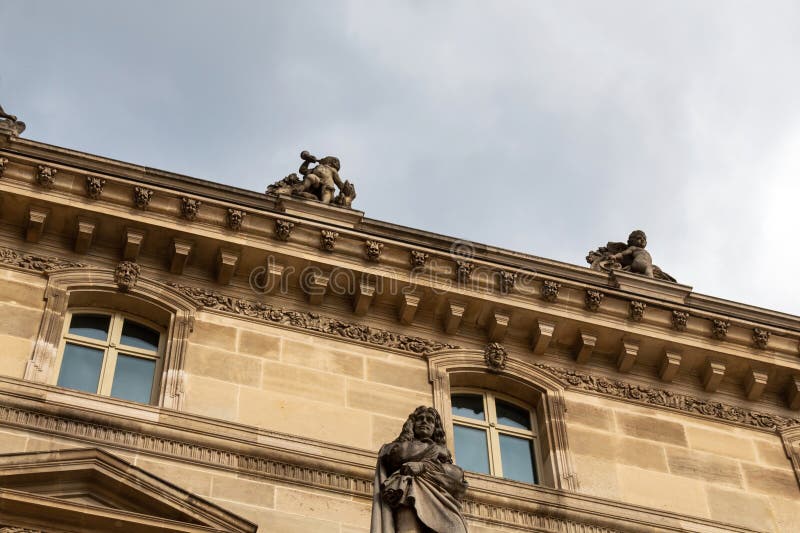 Facade of the Louvre Museum Stock Photo - Image of heritage ...
