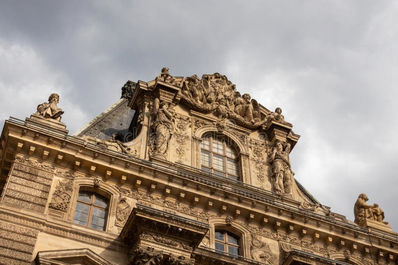 Facade of the Louvre Museum Stock Photo - Image of sightseeing ...