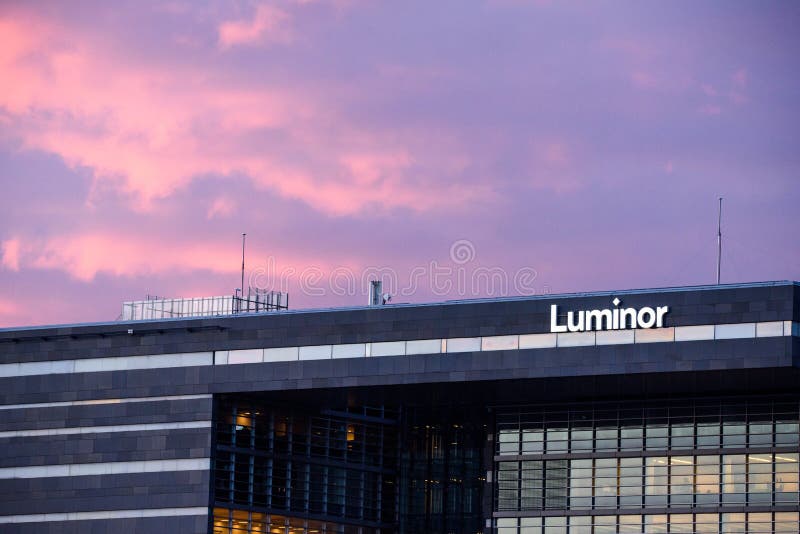 Facade of Luminor Bank Building, during Sunset Editorial Stock Image ...