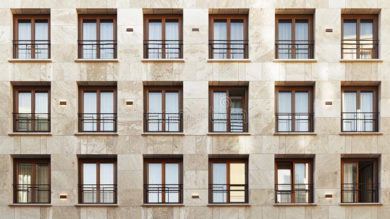 Facade of a Modern Apartment Building with Multiple Windows Stock Image ...