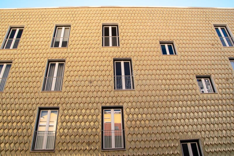 Facade Modern Apartment Building Pattern Yellow Tiles Stock Photos ...