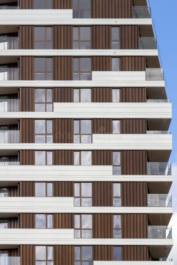 Facade of a Modern Appartment Complex Stock Image - Image of white ...