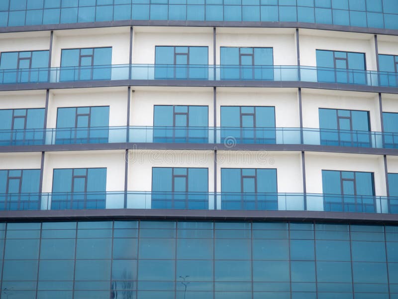 Facade of a Modern Blue House. New House. Windows Pattern Stock Image ...