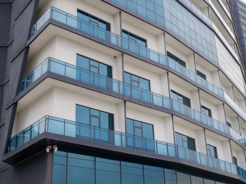 Facade of a Modern Blue House. New House. Windows Pattern Stock Image ...