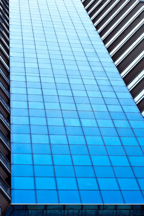 Facade of Modern Blue Office Stock Image - Image of architecture ...