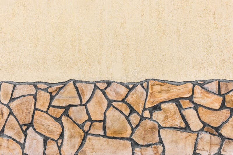 Facade of Modern Building with Beige Plaster Wall and Stone Pattern ...