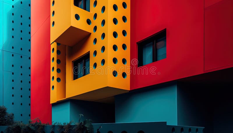 Facade of a Multicolored Modern Building Stock Illustration ...