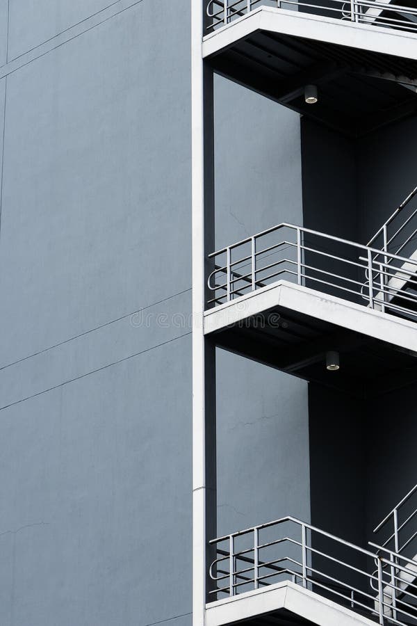 Facade of a Modern Building with Fire Escape Stairs Stock Photo - Image ...