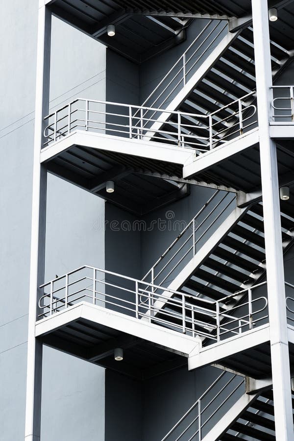 Facade of a Modern Building with Fire Escape Stairs Stock Image - Image ...