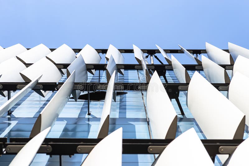 The Facade of a Modern Building with an Innovative Facade Made of ...