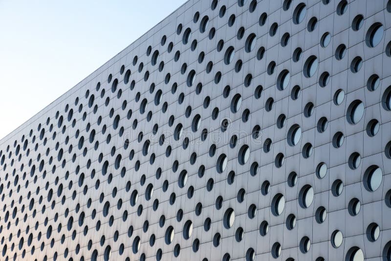Facade of a Modern Building with Round Windows Stock Image - Image of ...