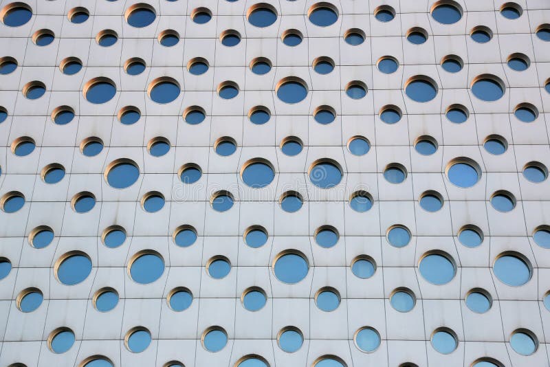 Facade of a Modern Building with Round Windows Stock Photo - Image of ...