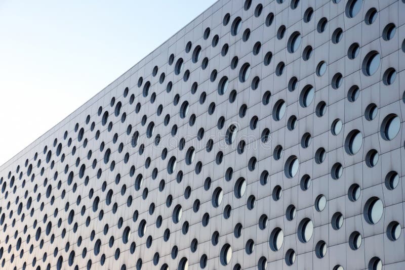 Facade of a Modern Building with Round Windows Stock Image - Image of ...