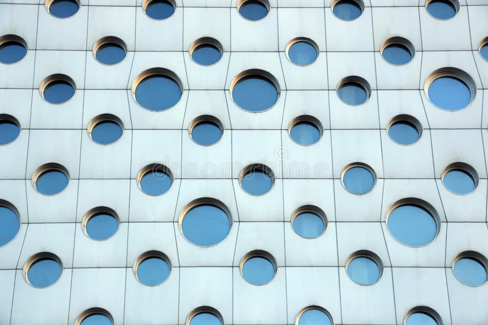 Facade of a Modern Building with Round Windows Stock Image - Image of ...