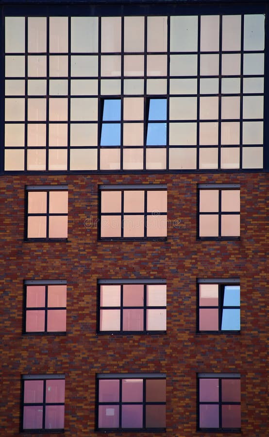 Facade of a Modern Building in Sunset Colors Stock Image - Image of ...