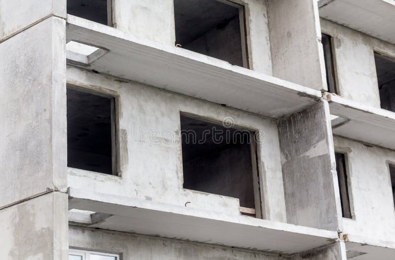 Facade of a Modern Building Under Construction. Multi-storey ...