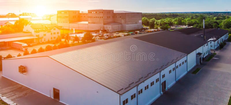 Facade of a Modern Commercial Factory Warehouse Stock Image - Image of ...